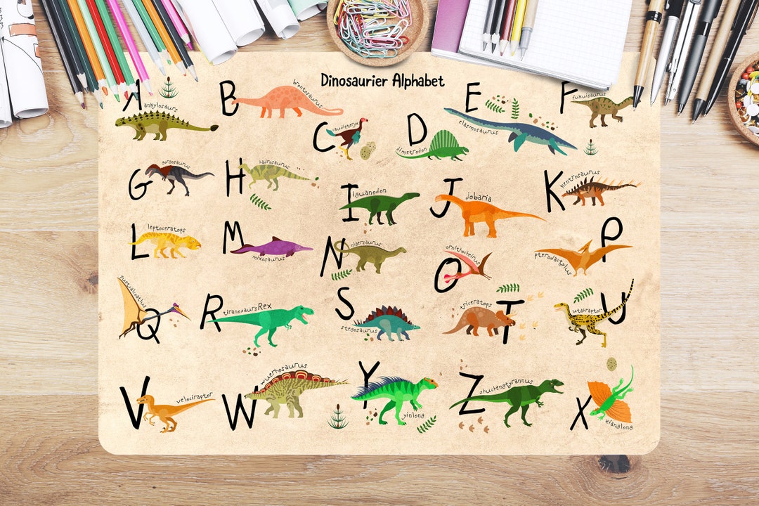 Desk Pad DINO ABC Ideal as a Gift for School Enrolment Dinosaur ...