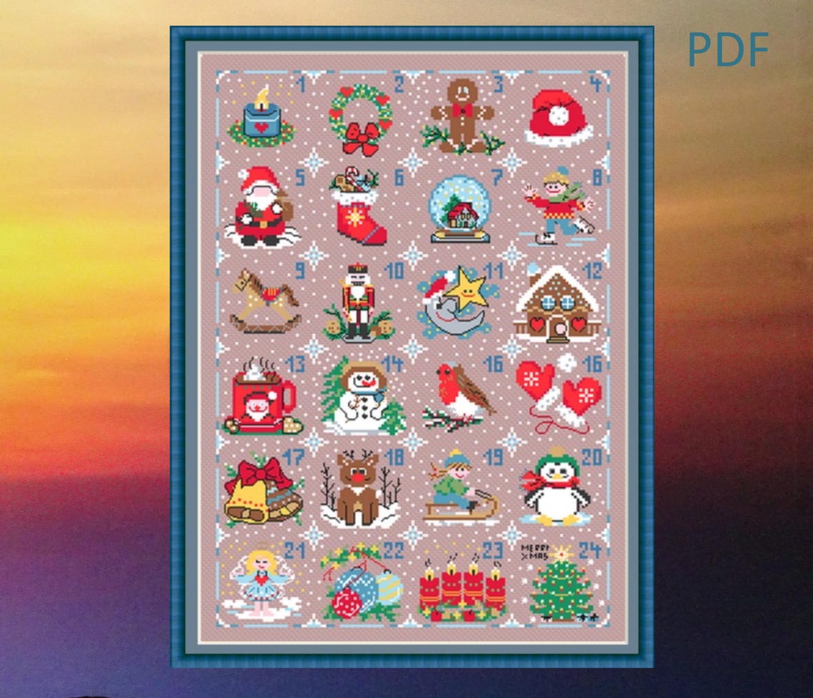 Cross Stitch Pattern Advent Calendar Christmas, Cross Stitch Advent ...