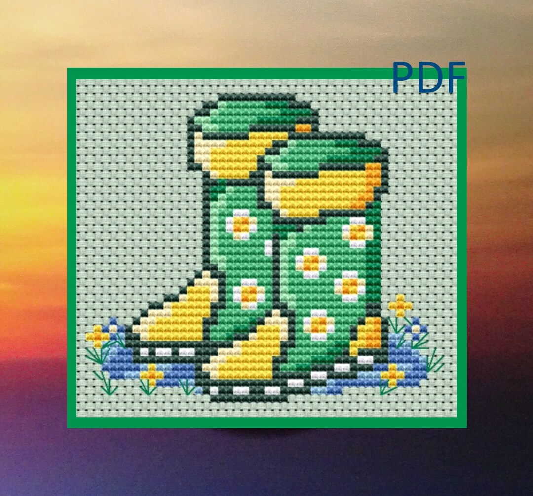 Cross Stitch Pattern Rubber Boots, Cross Stitch Rubber Boots PDF - Etsy