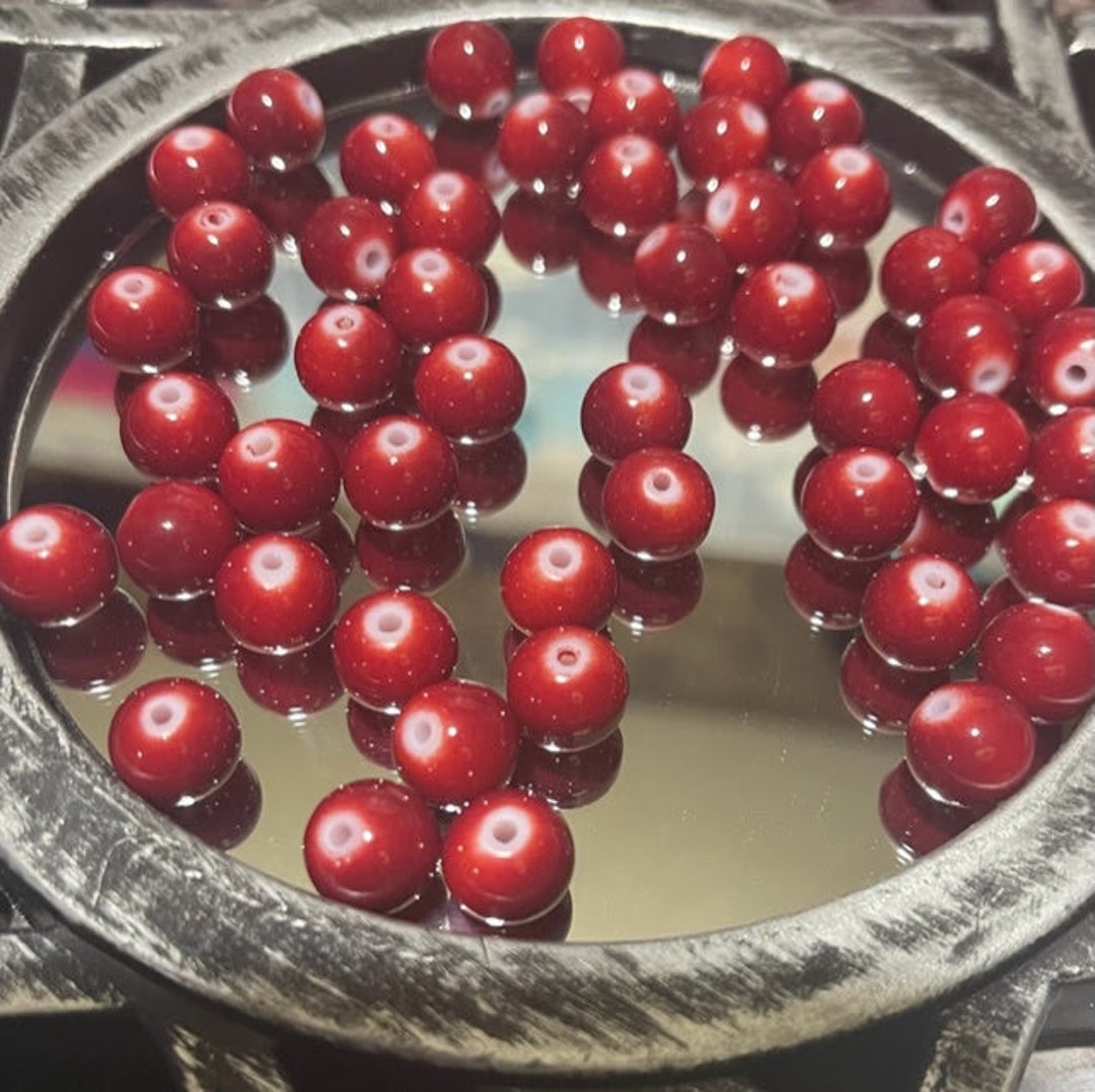 50 Count 10mm Dark Red Glass Beads - Etsy