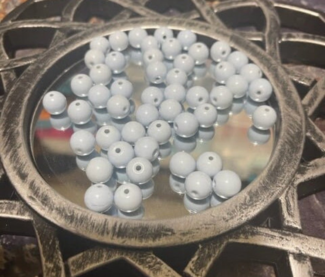 50 Count 10mm Powder Blue Glass Beads - Etsy