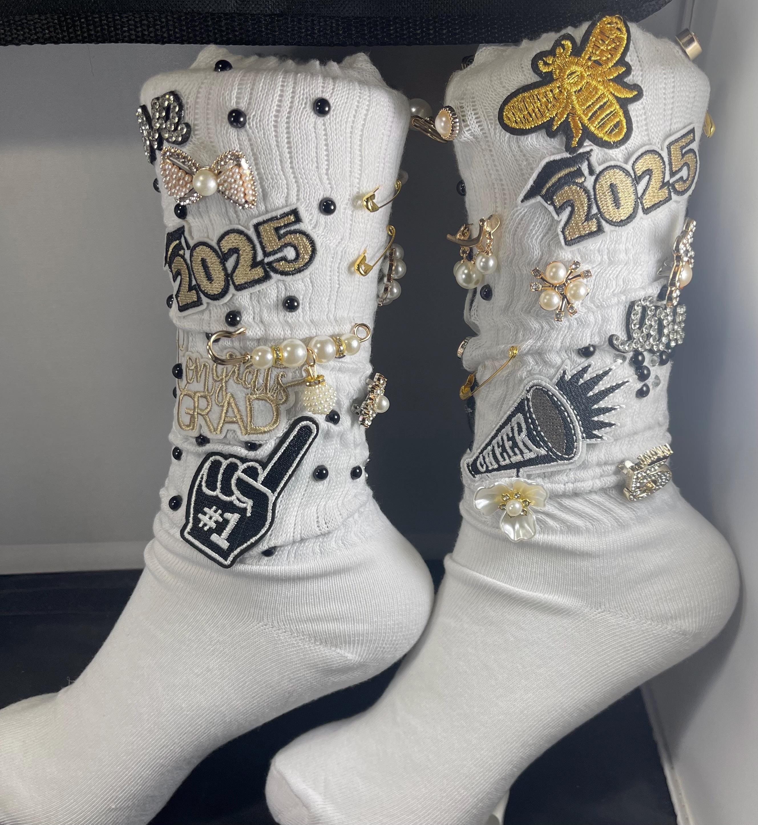 Customizable Graduate Charm Socks: Bedazzled Bling Footwear for ...