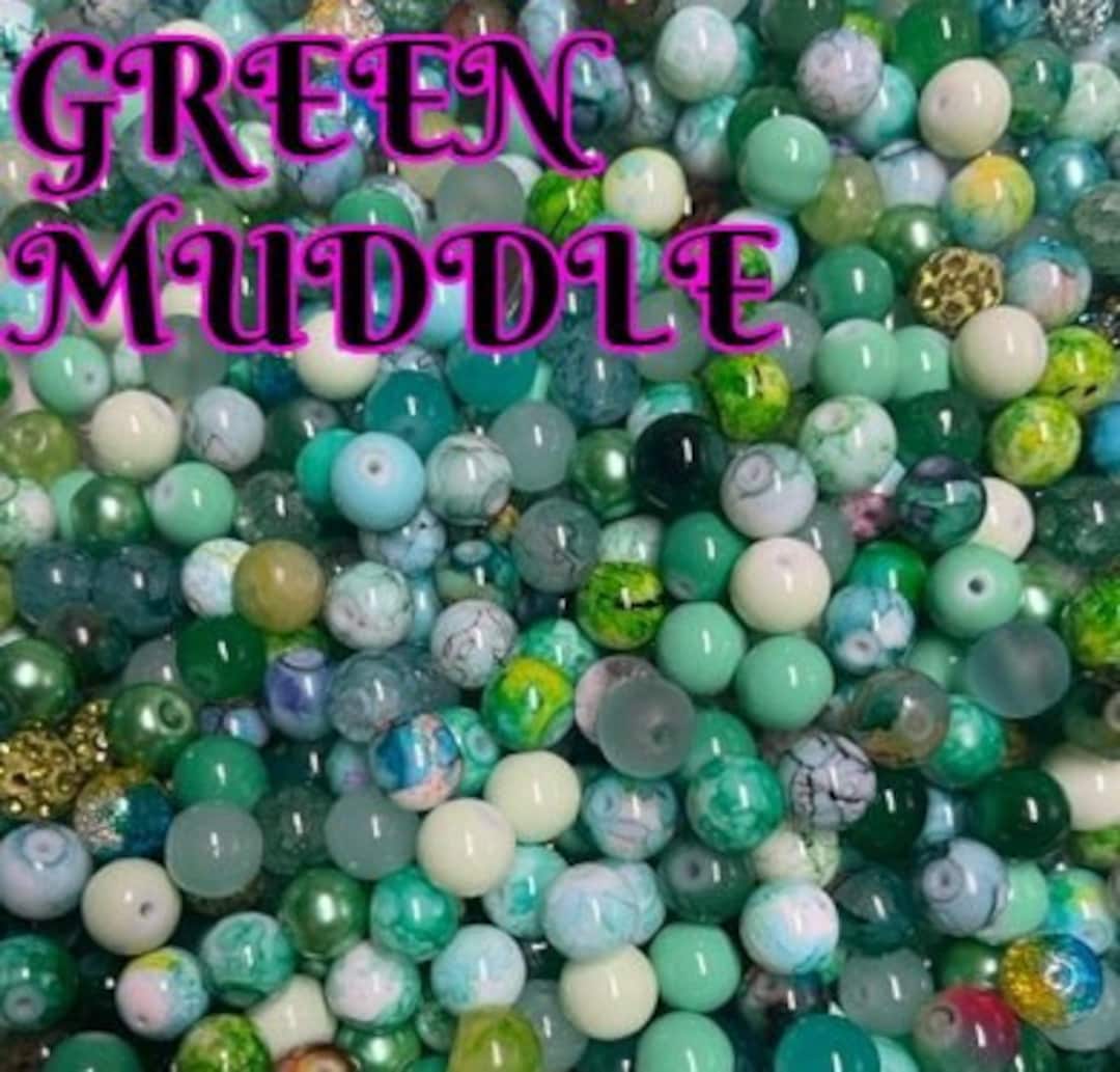 10mm Green Glass Bead Muddle, 10MM Glass Bead Muddle, Bead Soup, Bead ...