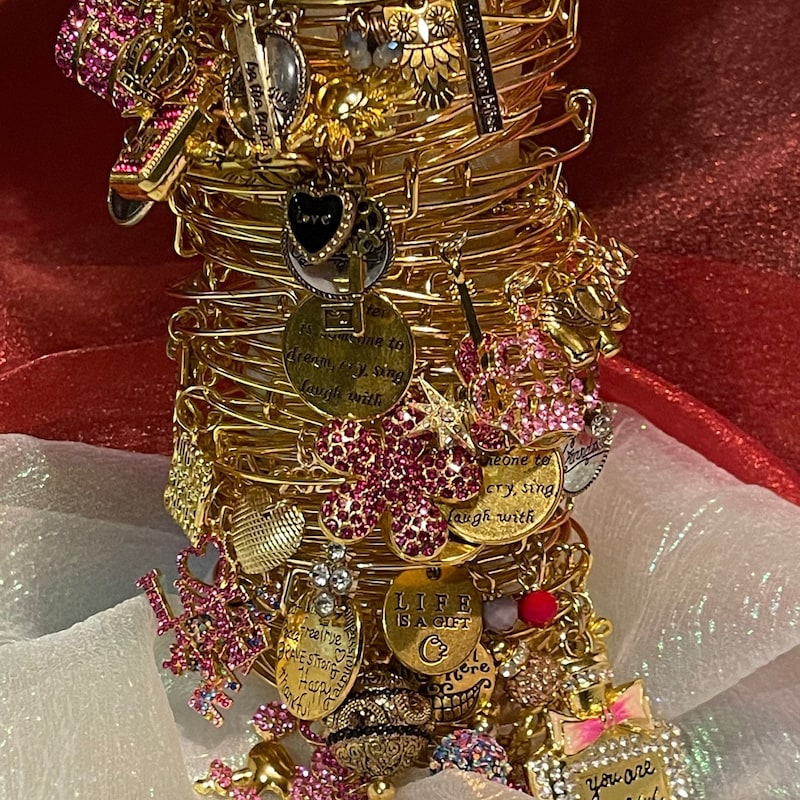 Gold Charm Bangle - Etsy