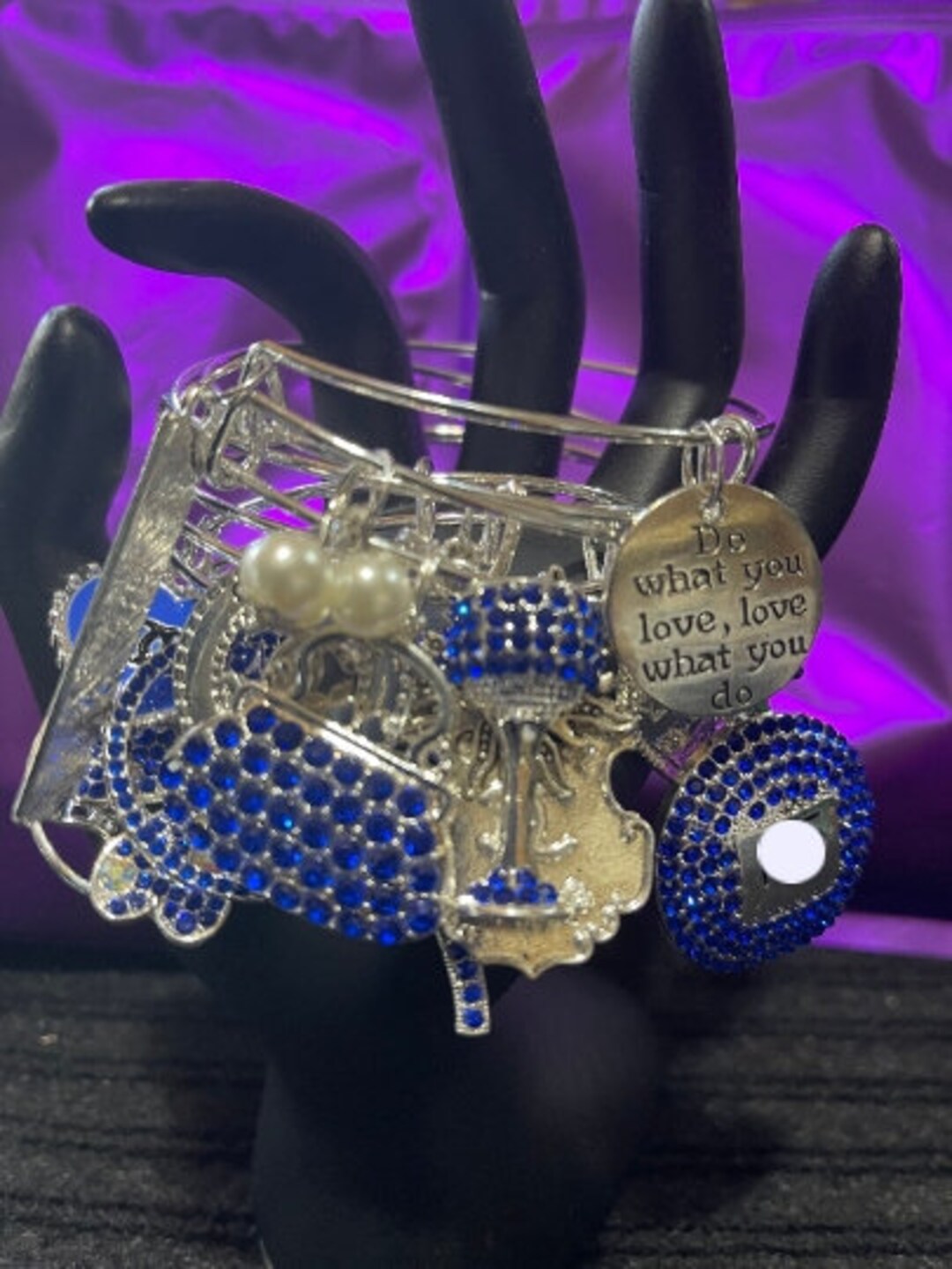 Silver Stackable Bangles With Bling or Specialty Charms, Rhinestone ...