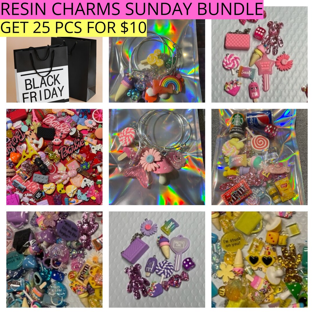 Bulk Charms, Wholesale Charms, Bracelet Charms, SUNDAY BUNDLE 25 RESIN ...