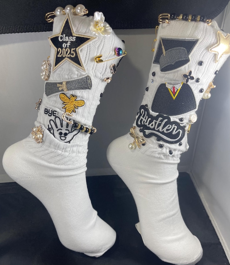 Customizable Graduate Charm Socks: Bedazzled Bling Footwear for ...