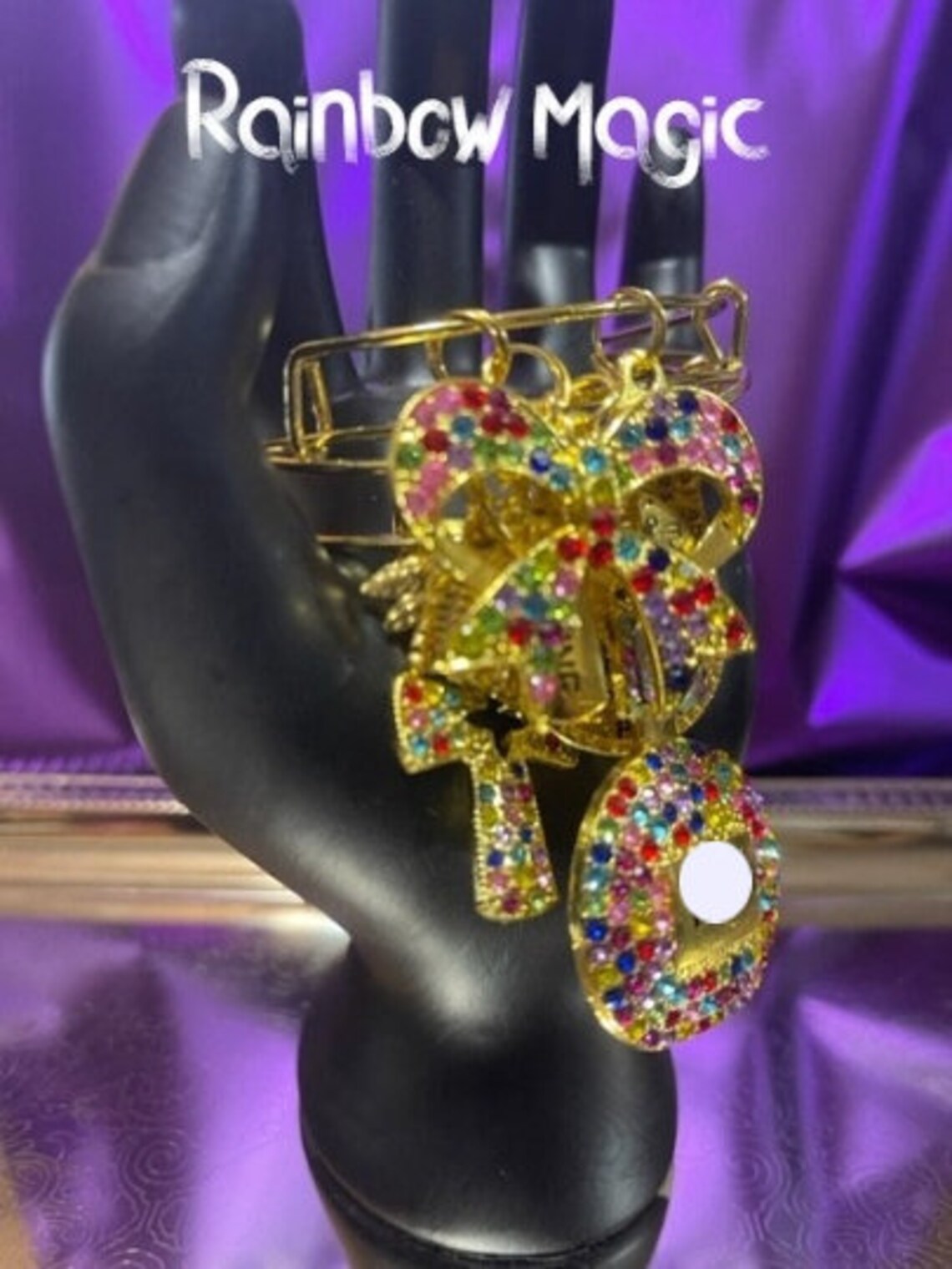 Stackable Bling Charm Bangles Red Black Pink Blue Clear - Etsy