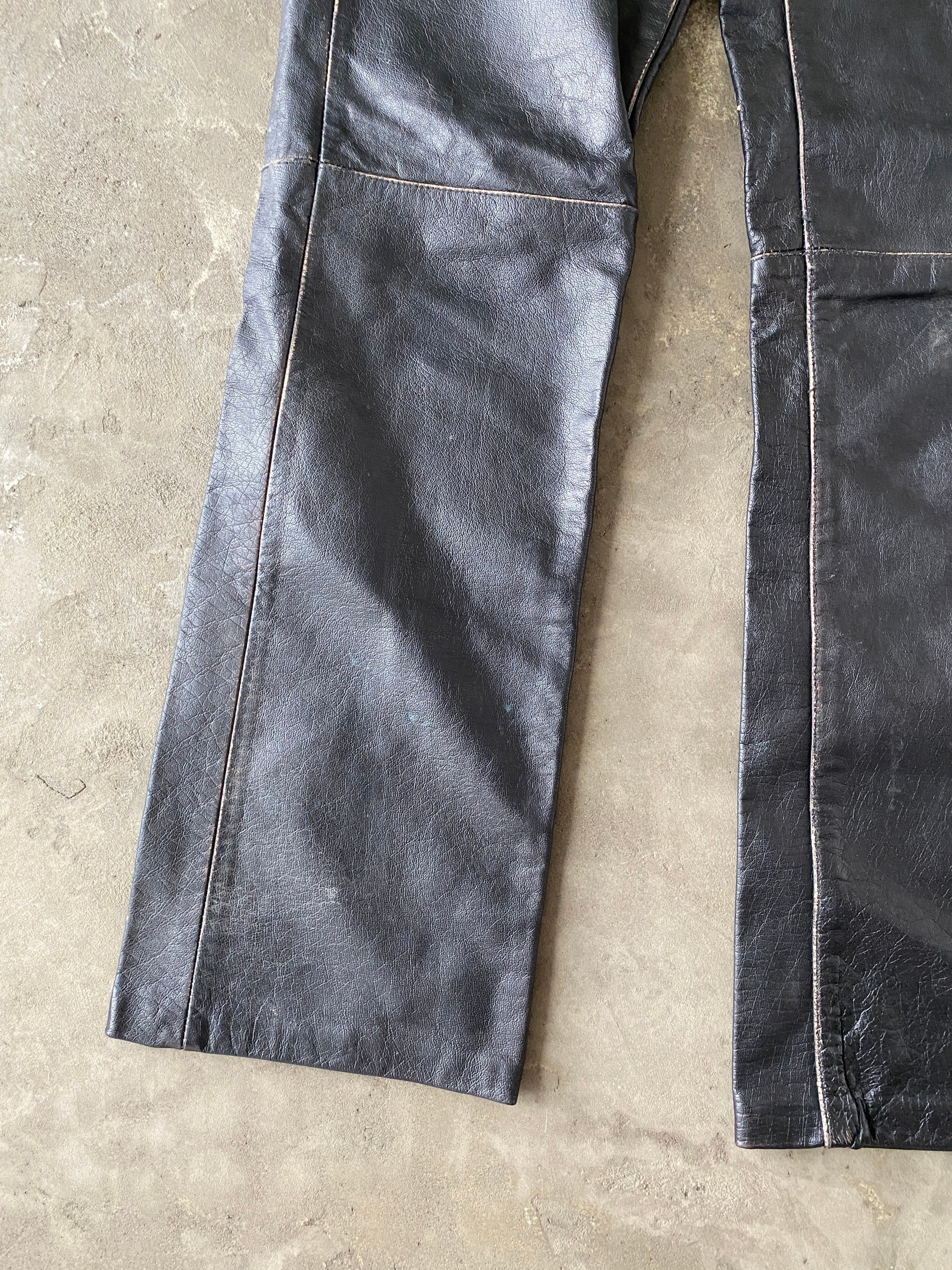 80s Vintage Buffalo Black Leather Motorcycle Biker Metalhead Pants - Etsy