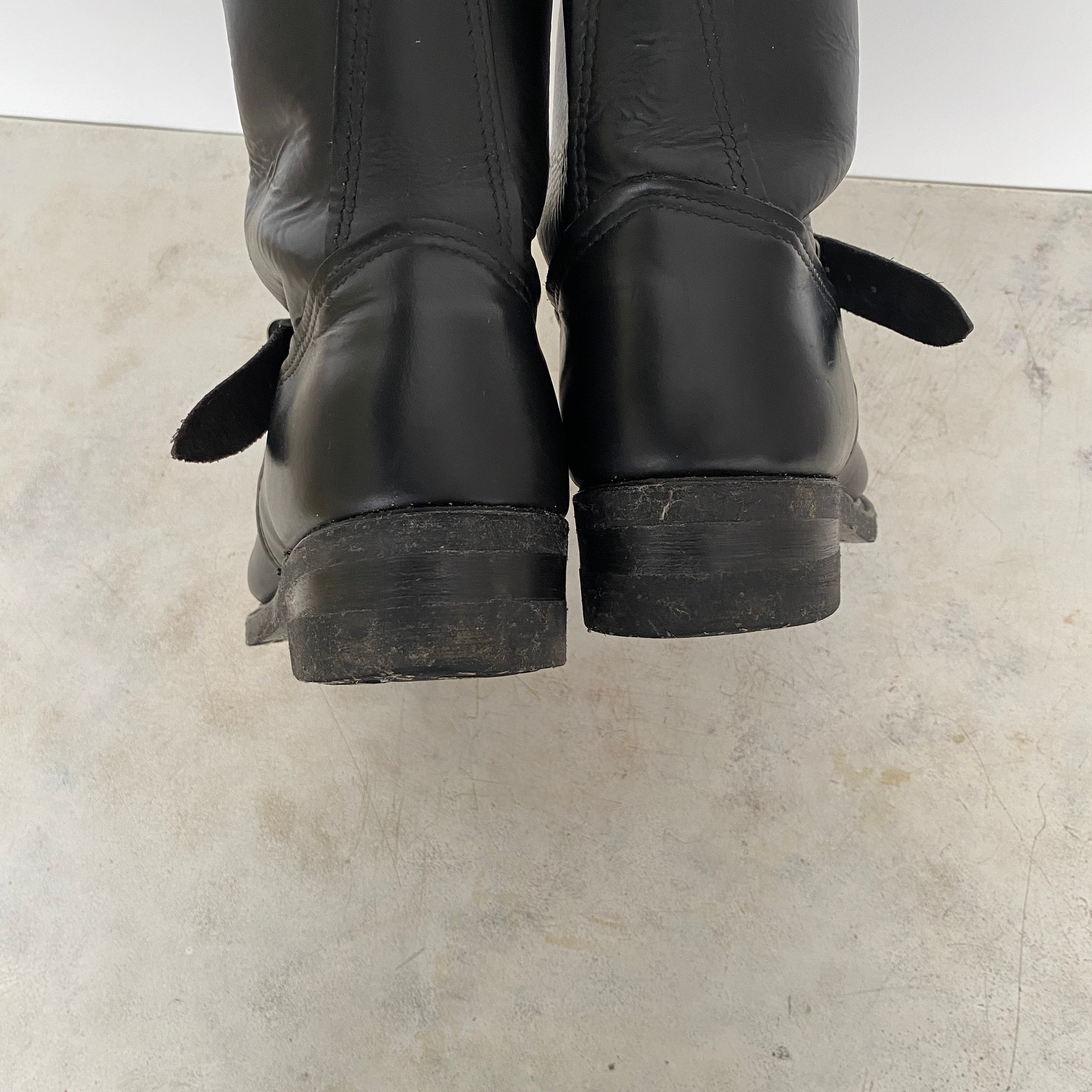 80s Vintage Motorcycle Engineer Black Leather Biker Boots Grunge Steel ...