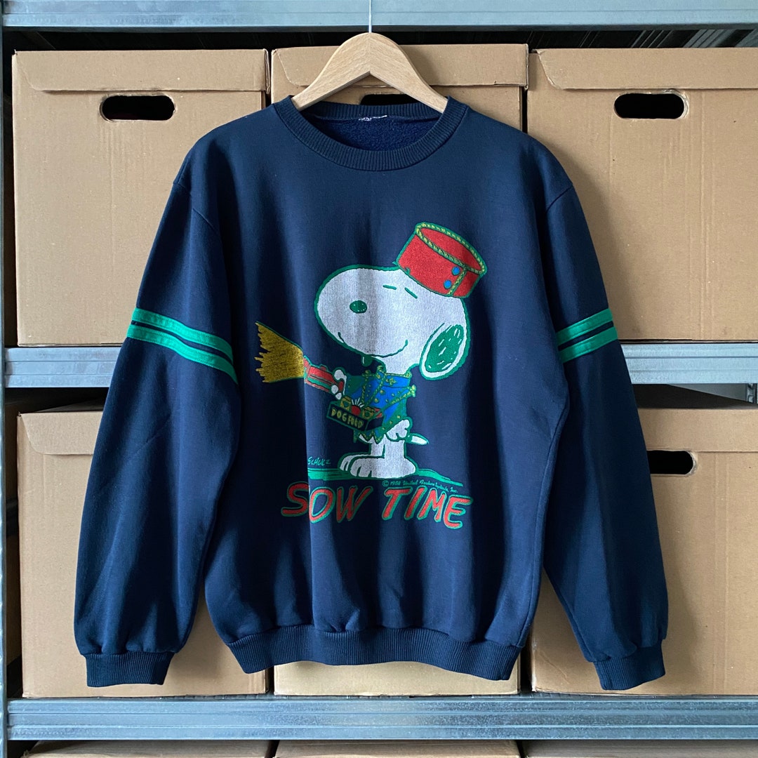 80s Vintage Peanuts Snoopy Cartoons Blue Crewneck Sweatshirt - Etsy