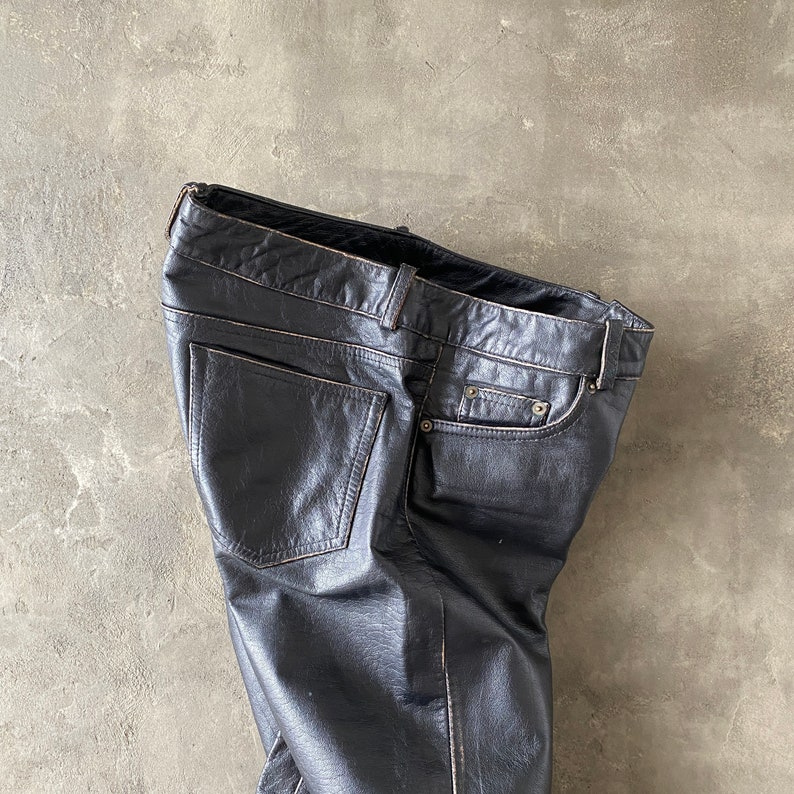 80s Vintage Buffalo Black Leather Motorcycle Biker Metalhead Pants - Etsy