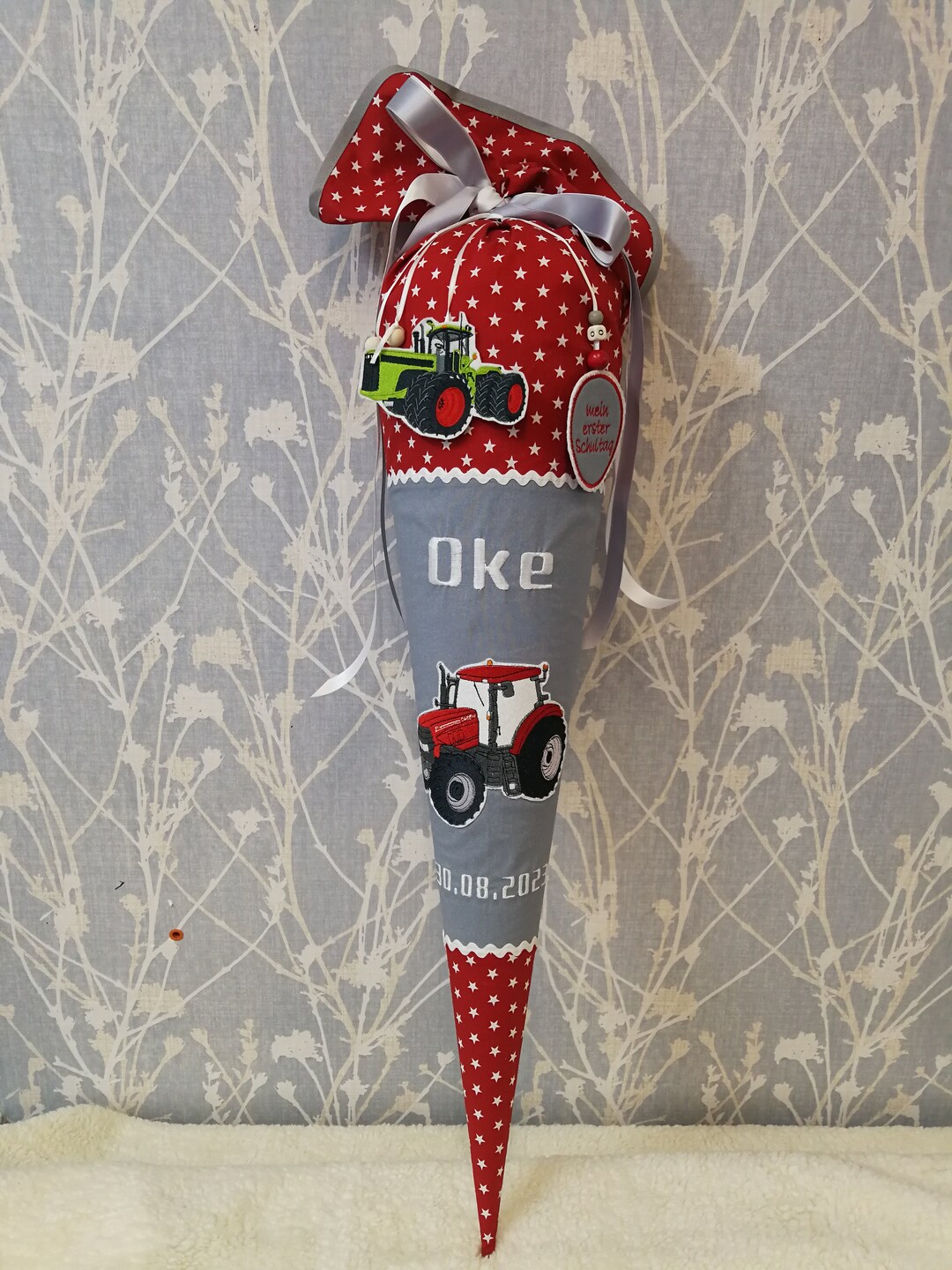 School Bag Tractor Made of Fabric With Cardboard Blank 70 Cm and Name ...