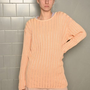 Vintage 80s Ribbed Knit Pastel Peach Jumper Sweater Pullover - Etsy