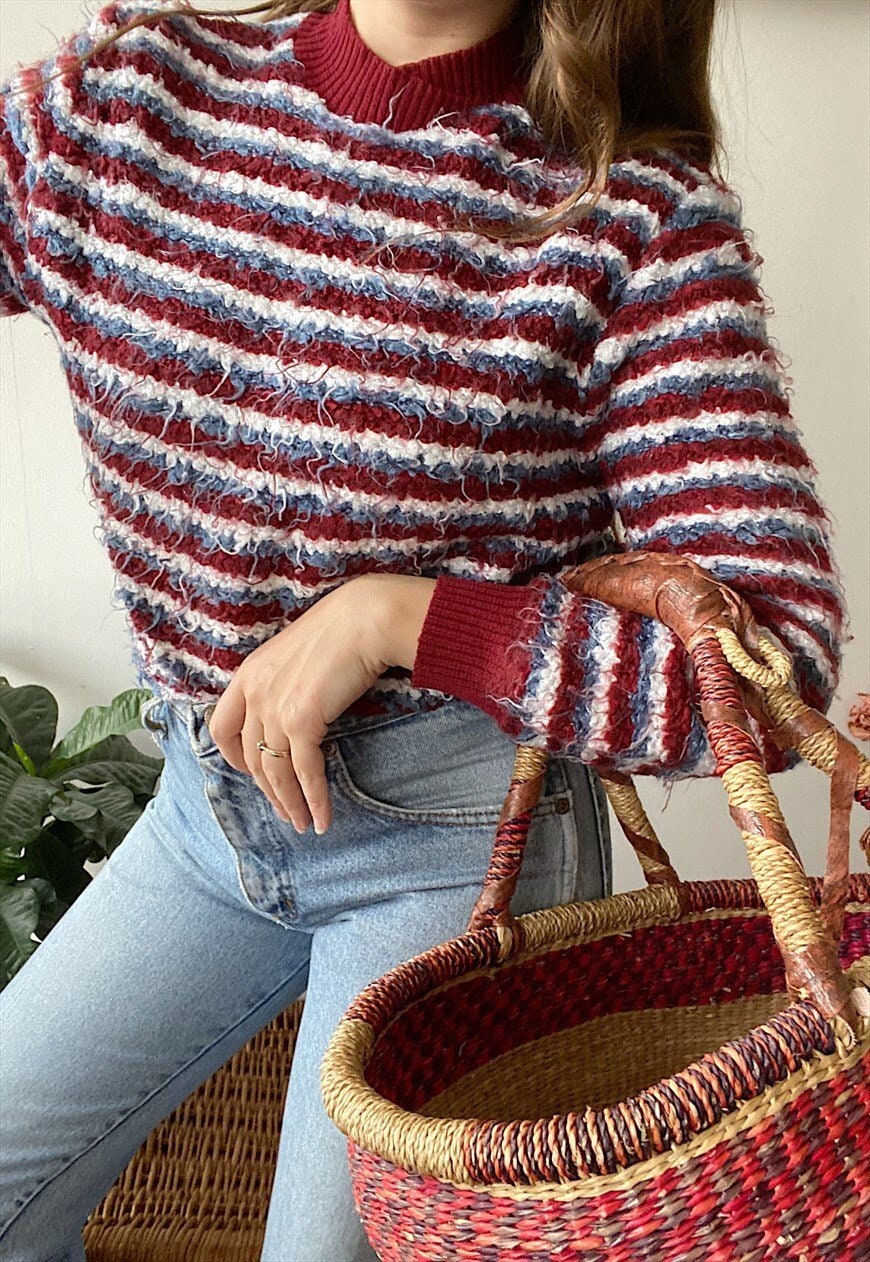 Vintage 60s Mod furry knit jumper sweater pullover | Etsy