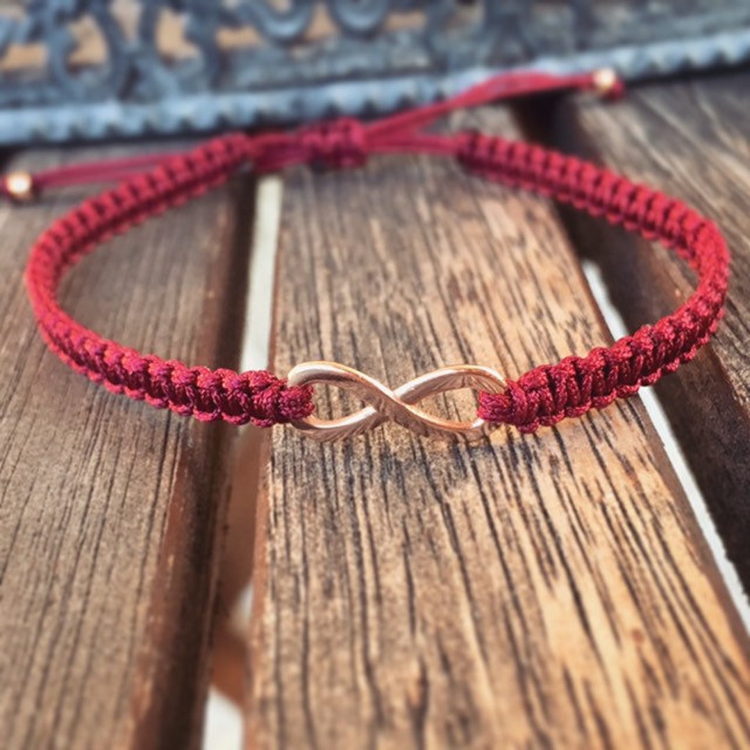 Hand-knotted Bracelet With Infinity Sign Rose Gold - Etsy