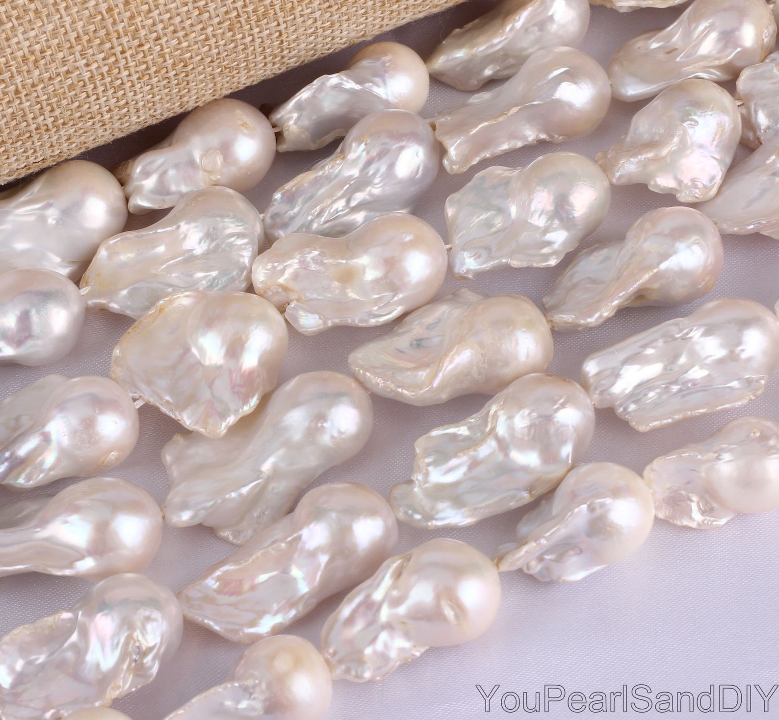 Big Size Natural White Freshwater Pearls,15-17x20-30mm Freeform Baroque ...