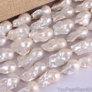 Big Size Natural White Freshwater Pearls,15-17x20-30mm Freeform Baroque ...