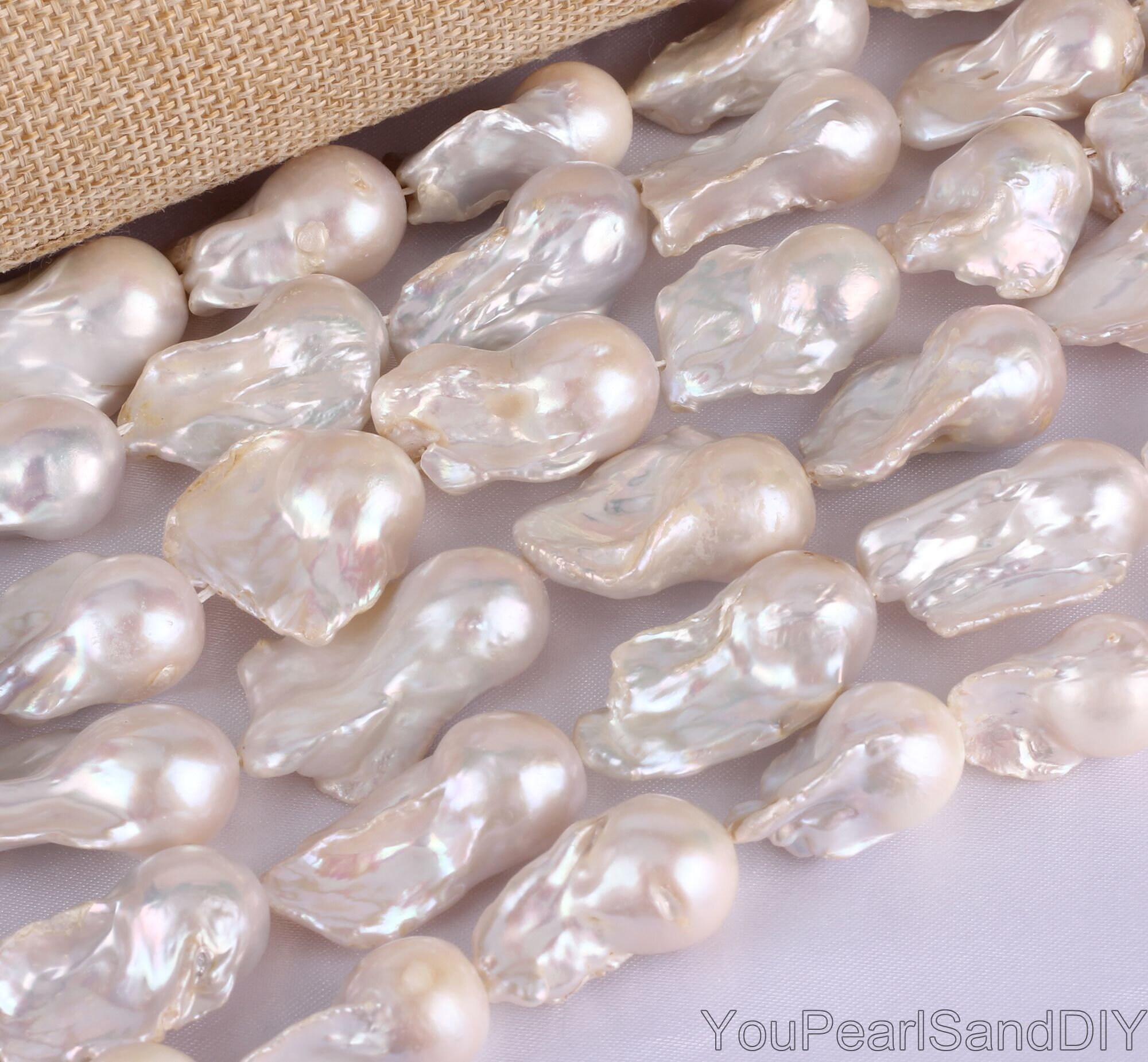 Big Size Natural White Freshwater Pearls,15-17x20-30mm Freeform Baroque ...