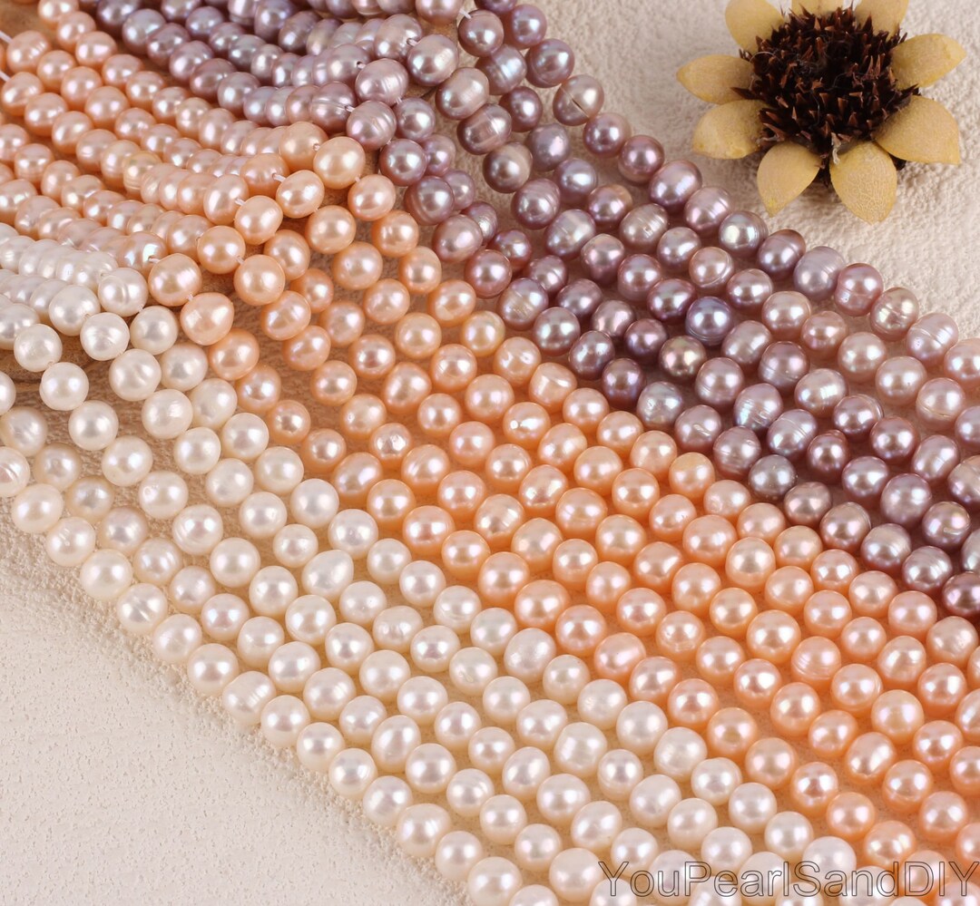 7-8mm White/pink/purple/mix Color Pearl Beads,natural Freshwater Pearl ...