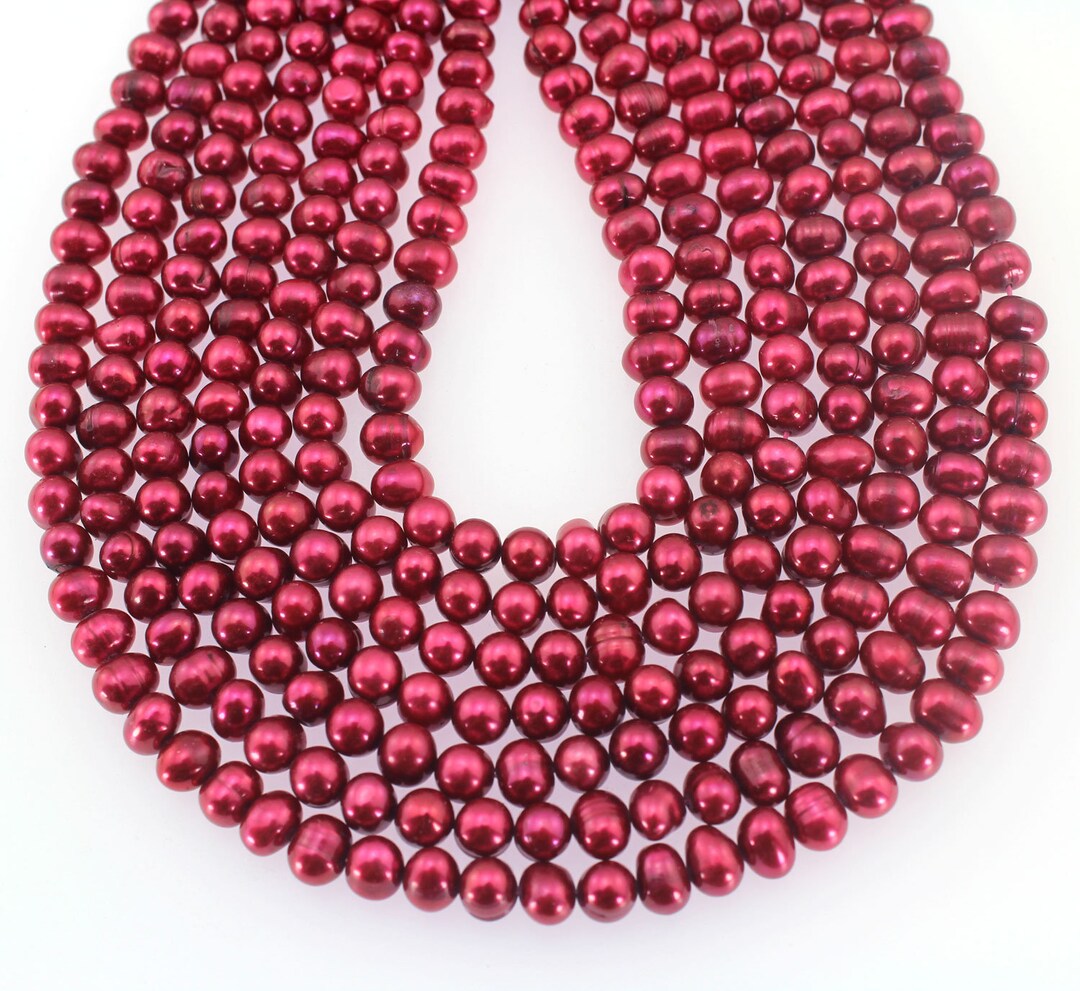 Hot Sale 6-7mm Full Strand Red Freshwater Pearl Beads,potato Shape ...