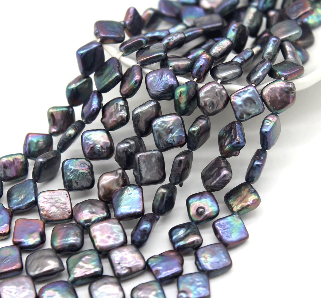 9-11 Mm Good Luster Genuine Peacock Black Freshwater Pearl,rare Loose ...