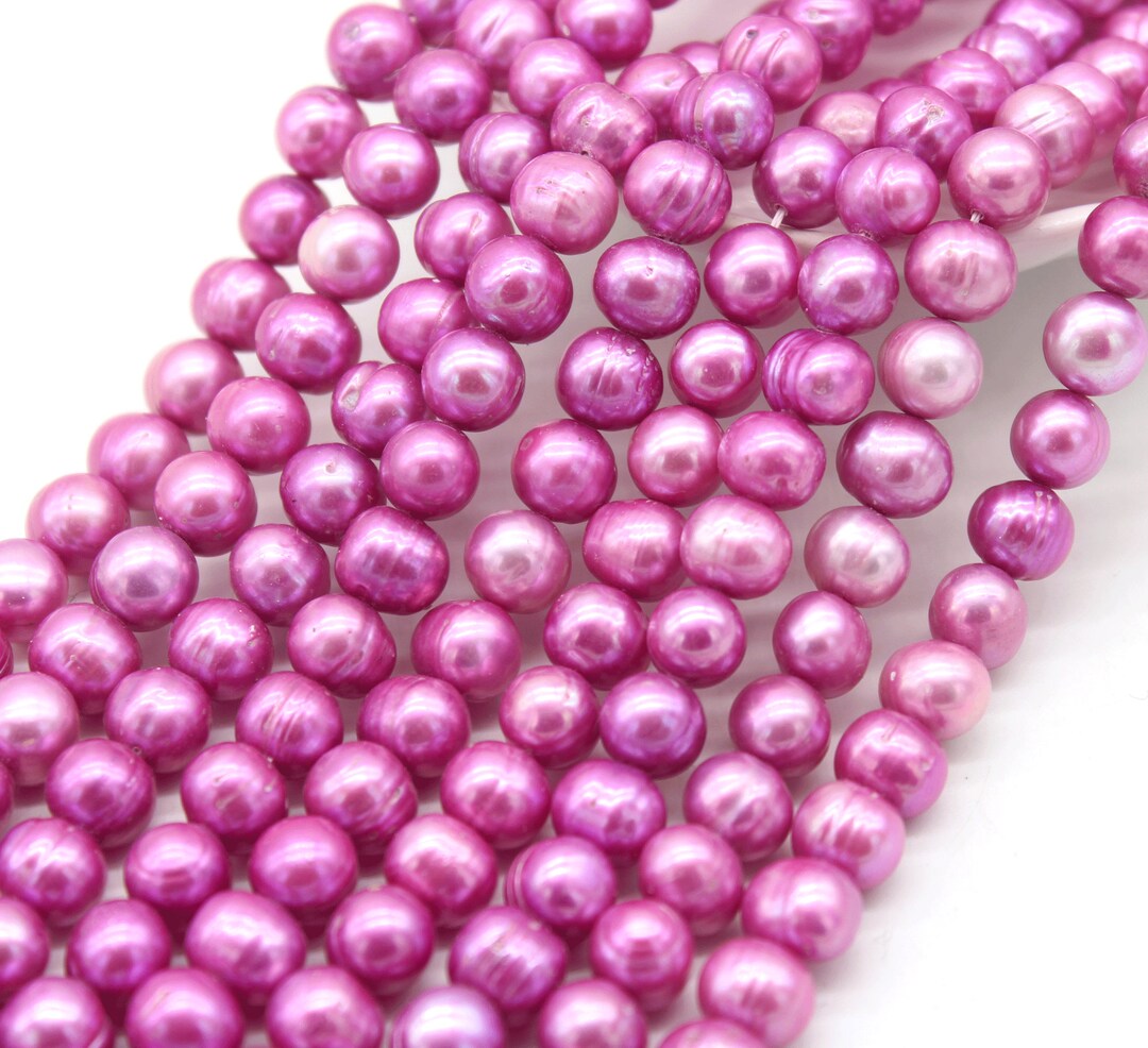 8-9 Mm High Luster Natural Freshwater Potato Pearls,neon Pink Loose ...