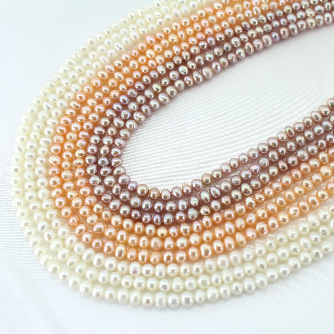 4-4.5mm Pearls,high Luster Natural Freshwater Pearl Strand,real Rice ...