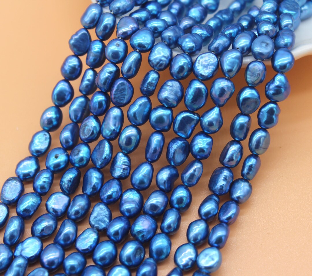 Full Strand 6-7mm Royal Blue Pearls Beads,nugget Baroque Pearl Beads ...