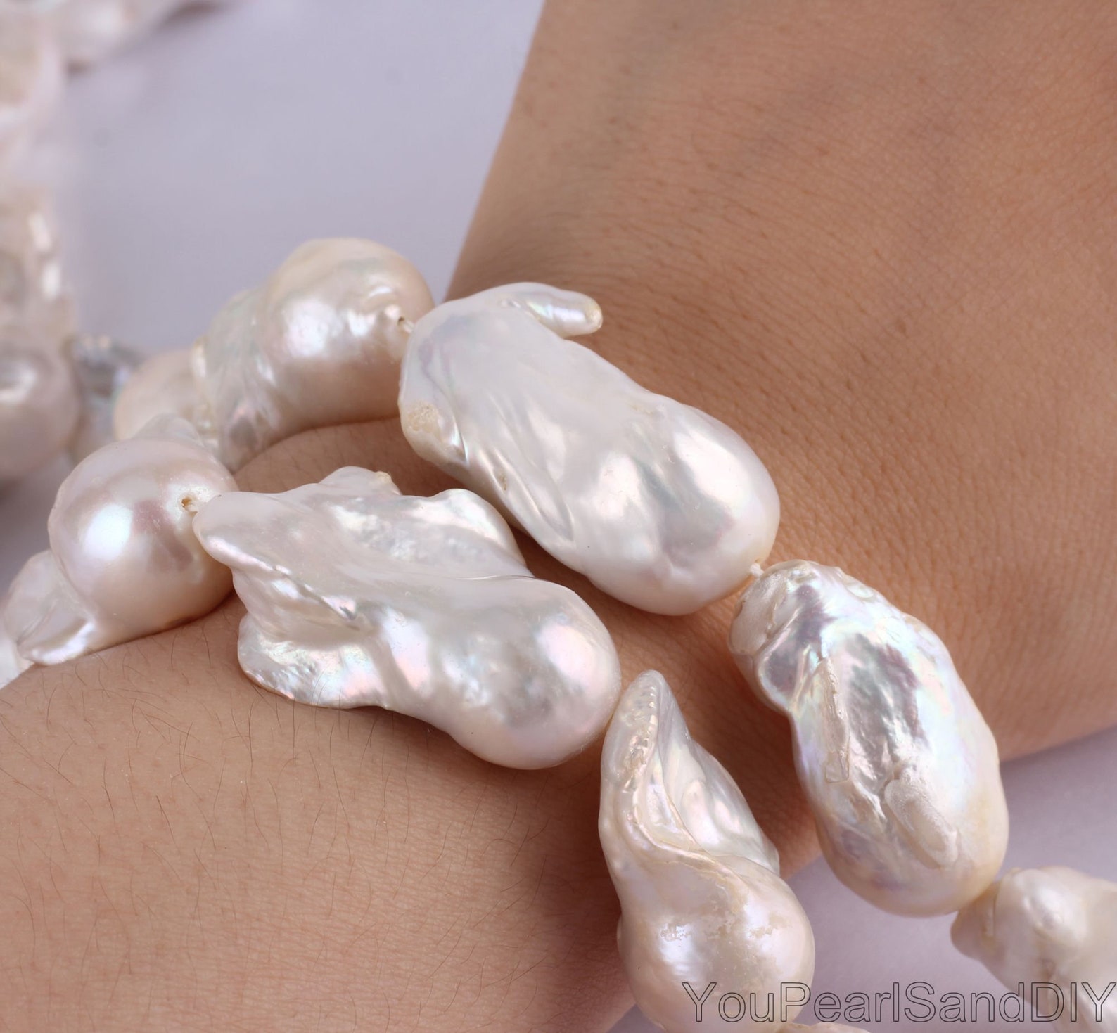 Big Size Natural White Freshwater Pearls,15-17x20-30mm Freeform Baroque ...