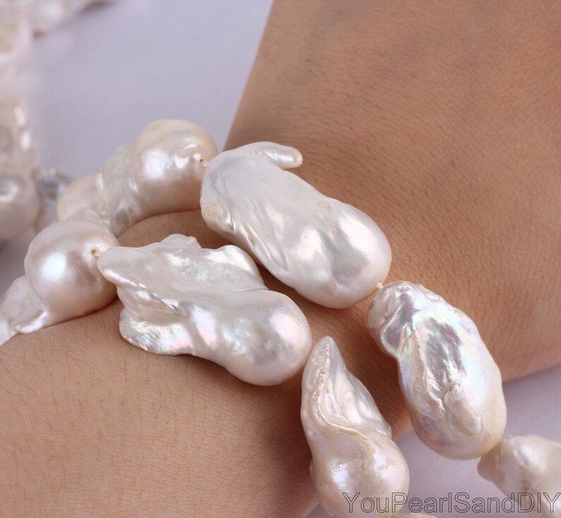 Big Size Natural White Freshwater Pearls,15-17x20-30mm Freeform Baroque ...