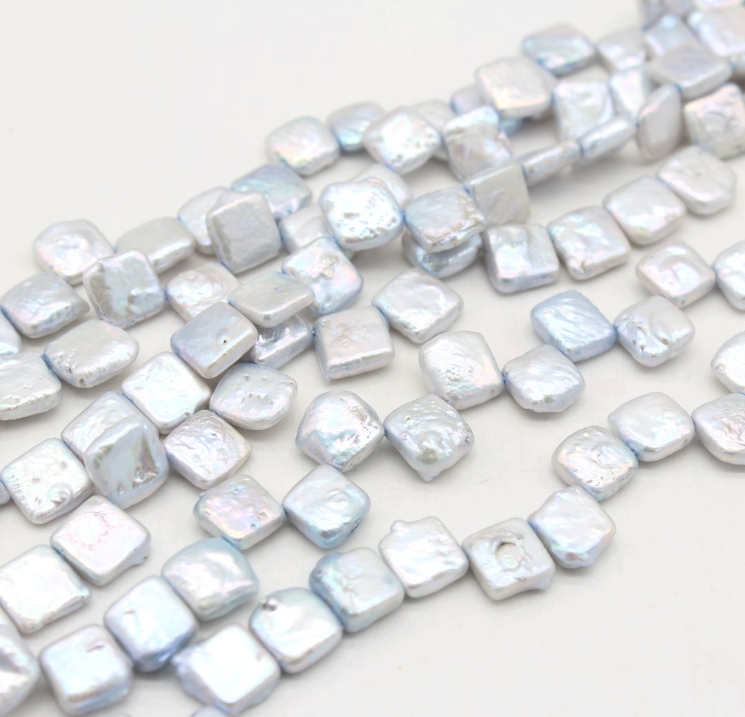 11-12mm Light Blue Natural Thick Square Freshwater Pearls,high Quality ...