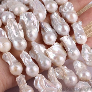 Big Size Natural White Freshwater Pearls,15-17x20-30mm Freeform Baroque ...