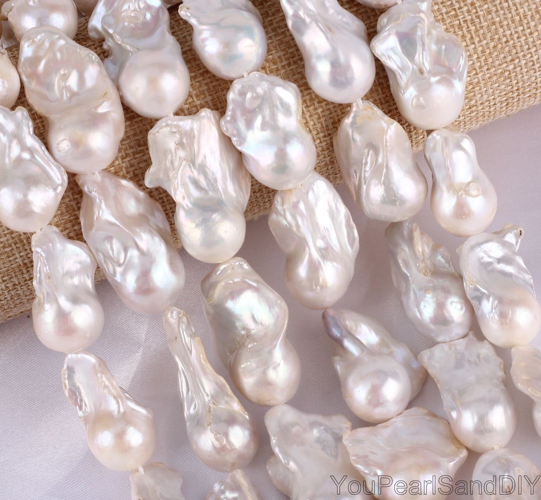 Big Size Natural White Freshwater Pearls,15-17x20-30mm Freeform Baroque ...