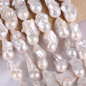 Big Size Natural White Freshwater Pearls,15-17x20-30mm Freeform Baroque ...
