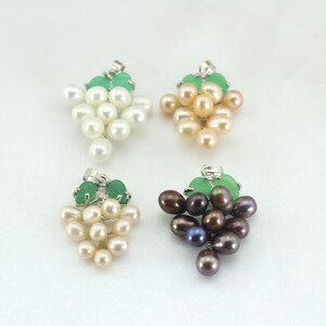 5-6mm Grape Shaped Pearls With Green Leaf Pendants,silver Plated ...