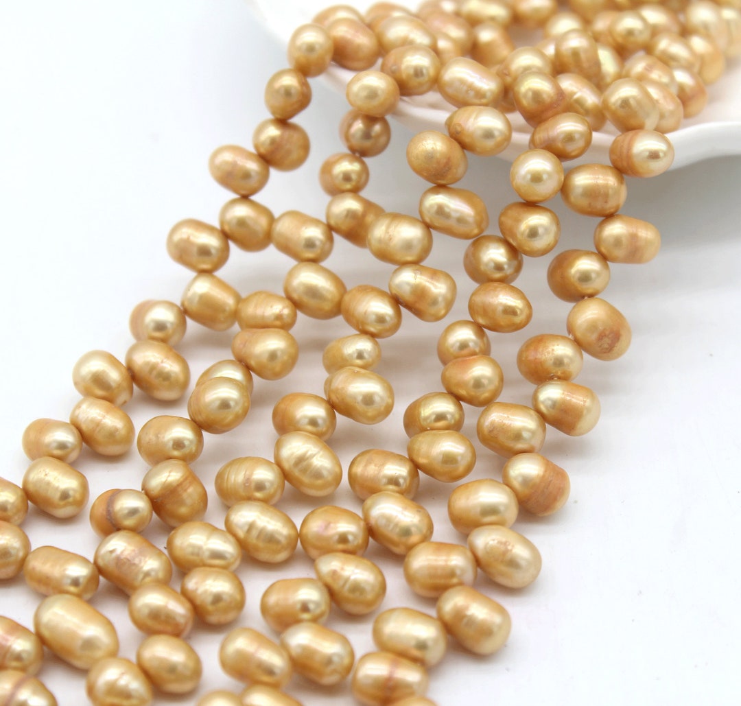 6-7 Mm Golden Potato Shape Pearls,aa Real Freshwater Pearls,loose ...