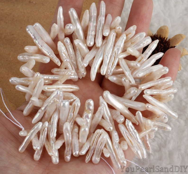 3-4x18-30mm Natural White Biwa Stick Pearls Strand Supply,jewelry ...