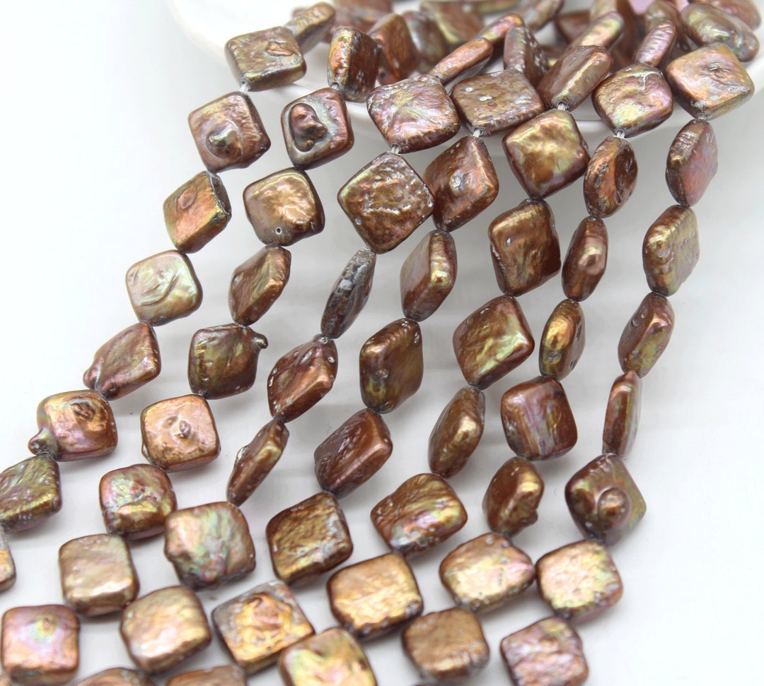 10mm Metallic Luster Square Shape Freshwater Pearl, Flat Square Pearls ...