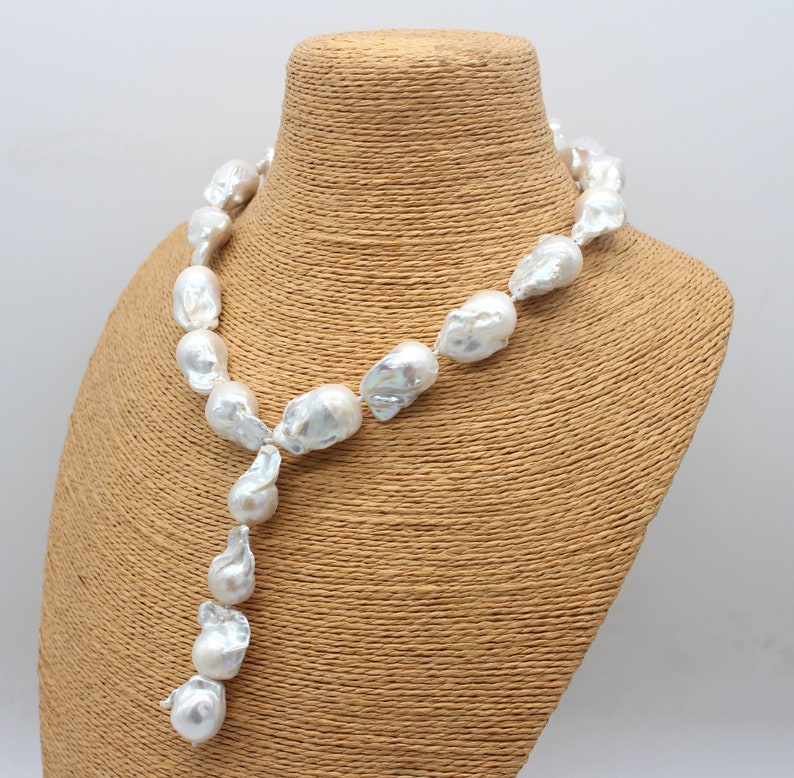 Handmade White Fireball Freshwater Baroque Pearls Pendant Necklace ...