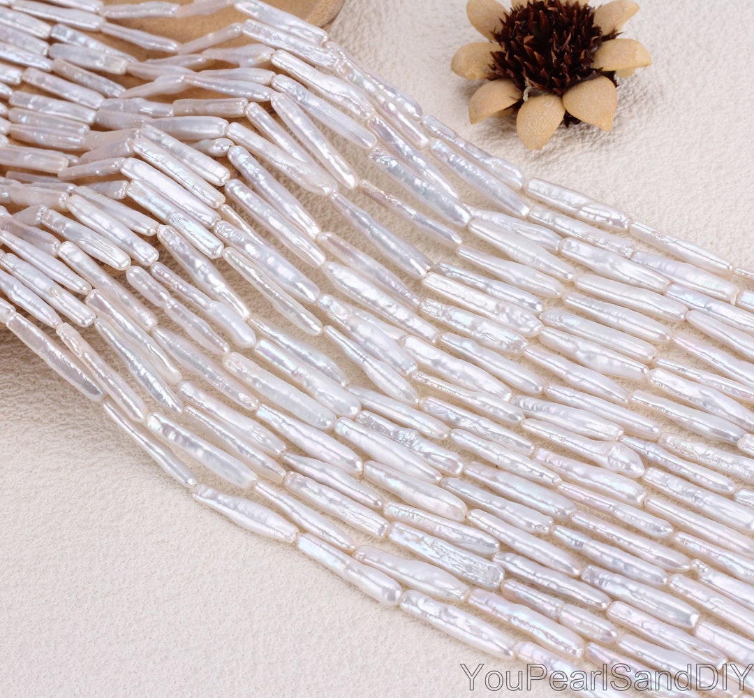 AA Natural Long Thin White Biwa Pearl Beads,loose Biwa Pearl Beads ...
