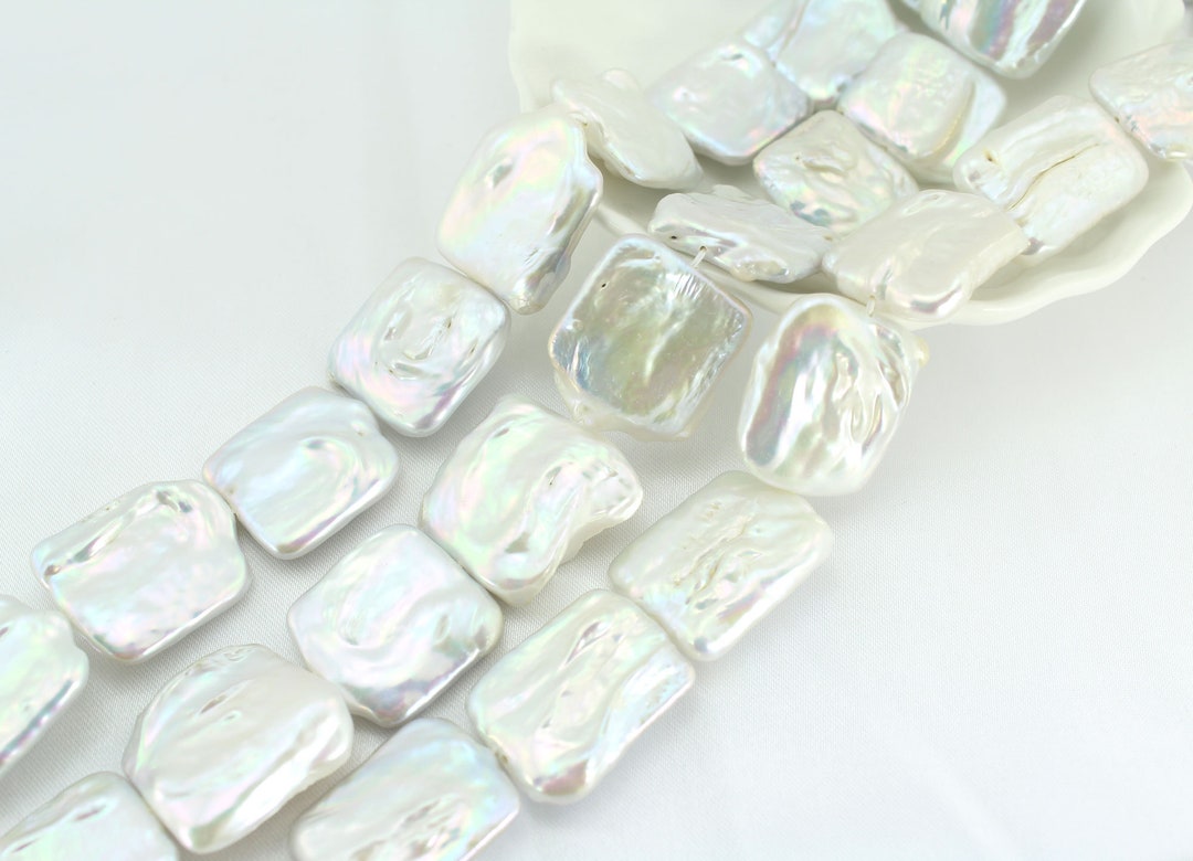 Good Luster Square / Rectangle Natural White Pearl Beads,large Pearl ...