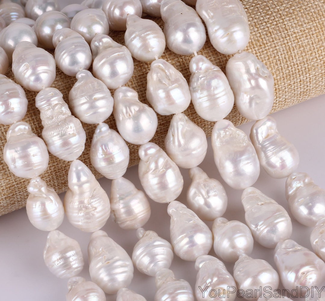 AA 13-16x18-25mm White Big Freshwater Pearl Beads,teardrop Baroque ...