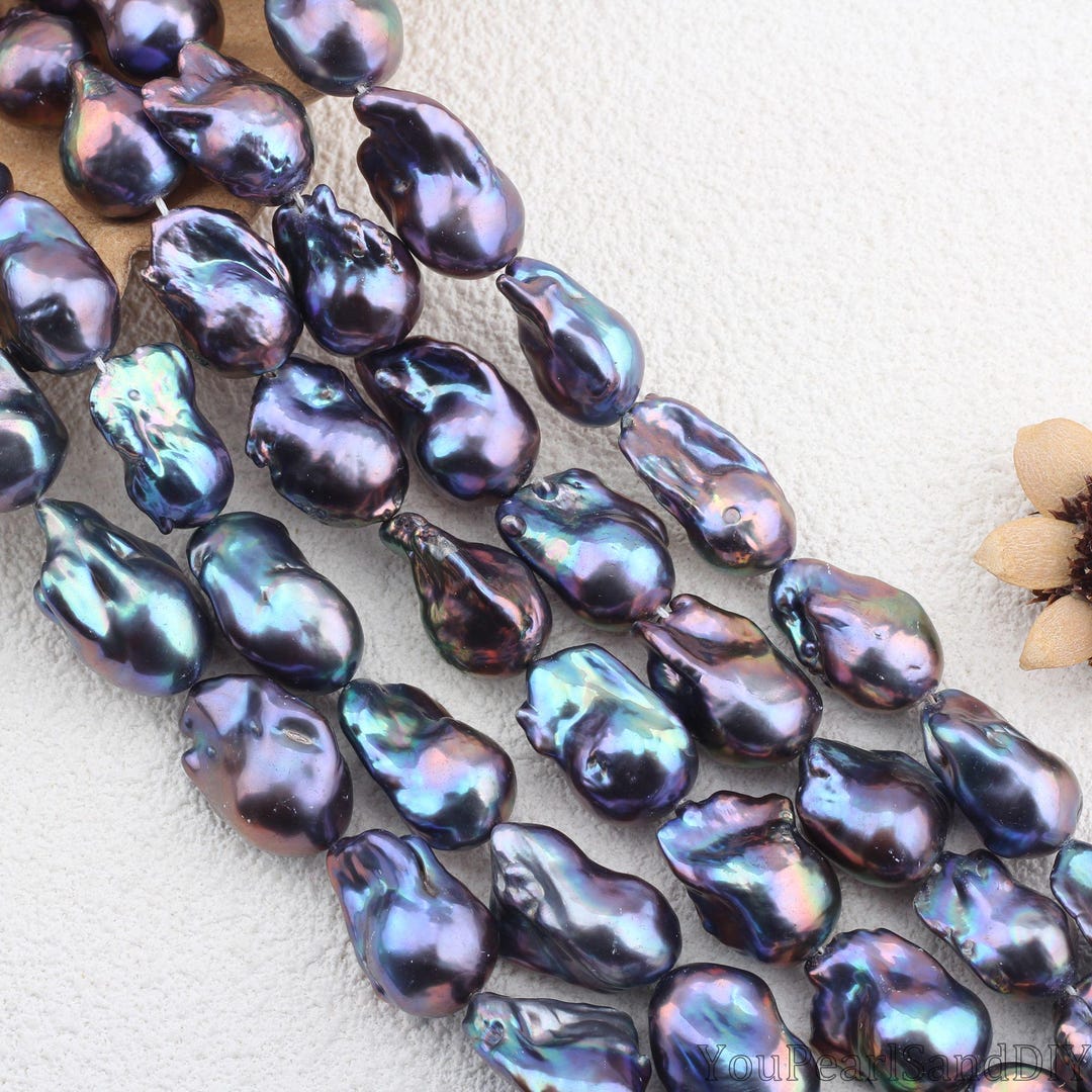 15-17x22-27mm High Luster Peacock Black Freshwater Pearls,teardrop ...