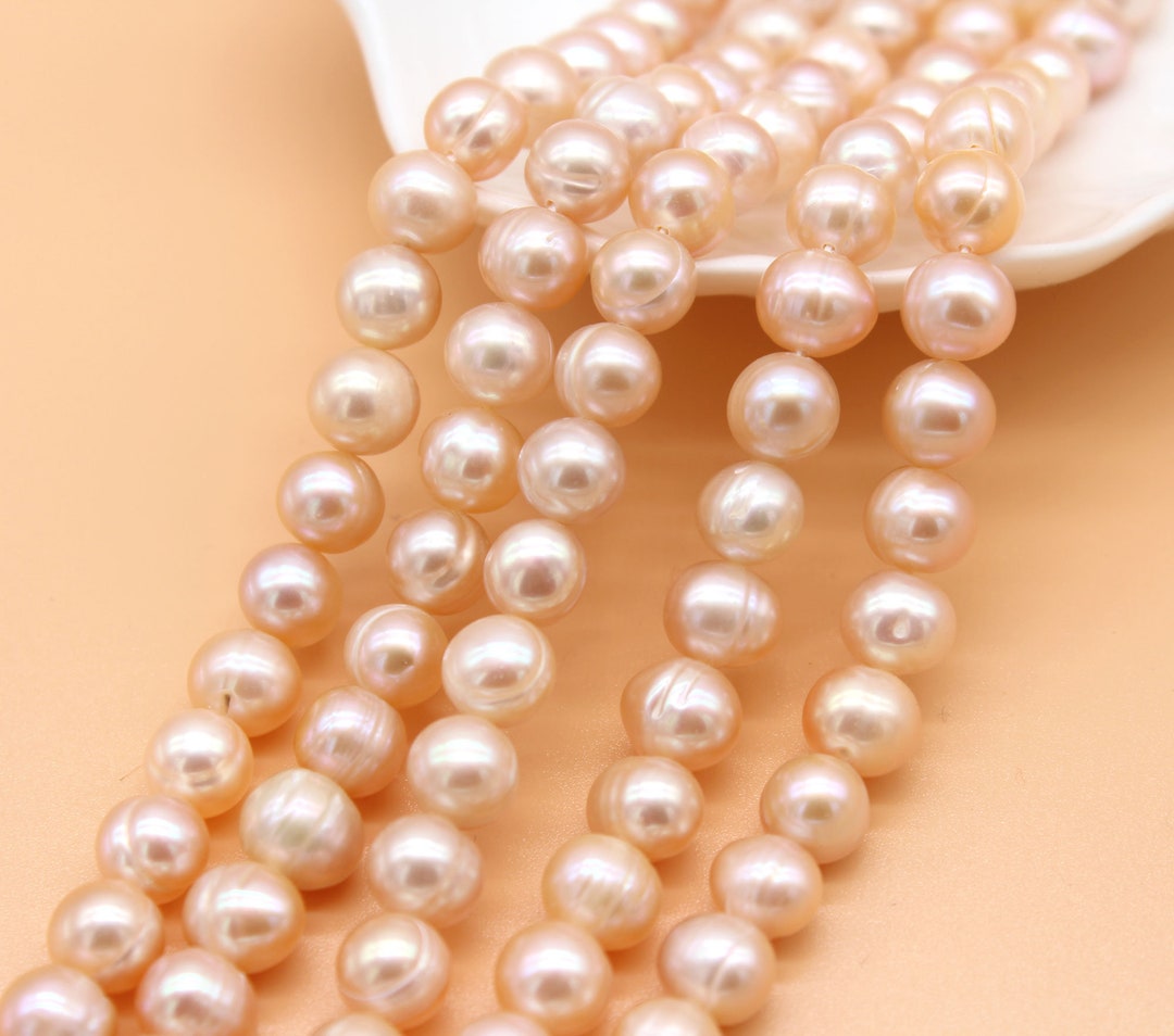 7-8mm Natural Fresh Water Pink Pearl Beads Strand,round Baroque Pearl ...