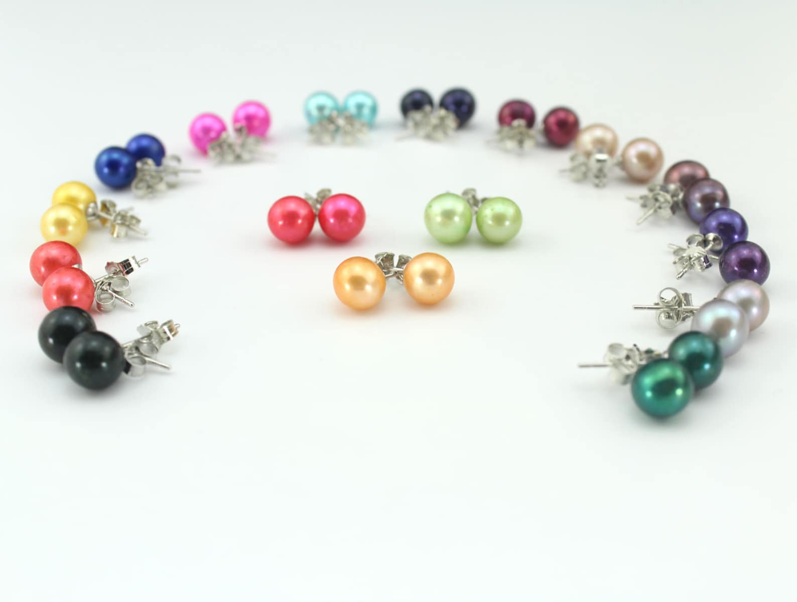 Multi Color Pearl Earrings Stud, Round Pearl Earrings,freshwater Pearl ...