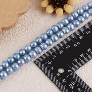 8-9mm Sky Blue Color Round Genuine Freshwater Pearl, Genuine Freshwater ...