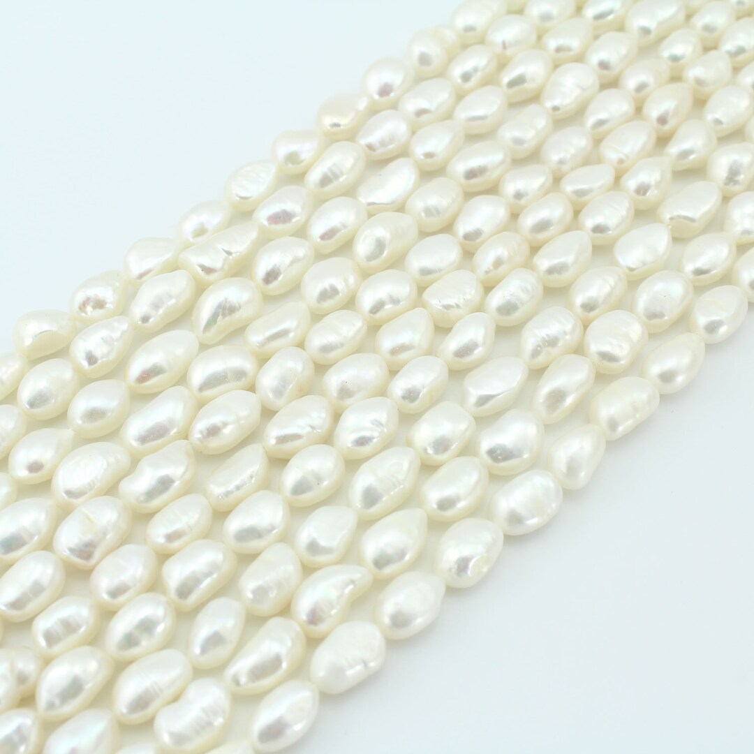Natural Freshwater Pearl Beads ,8-9mm White Nugget Baroque Pearl Beads ...
