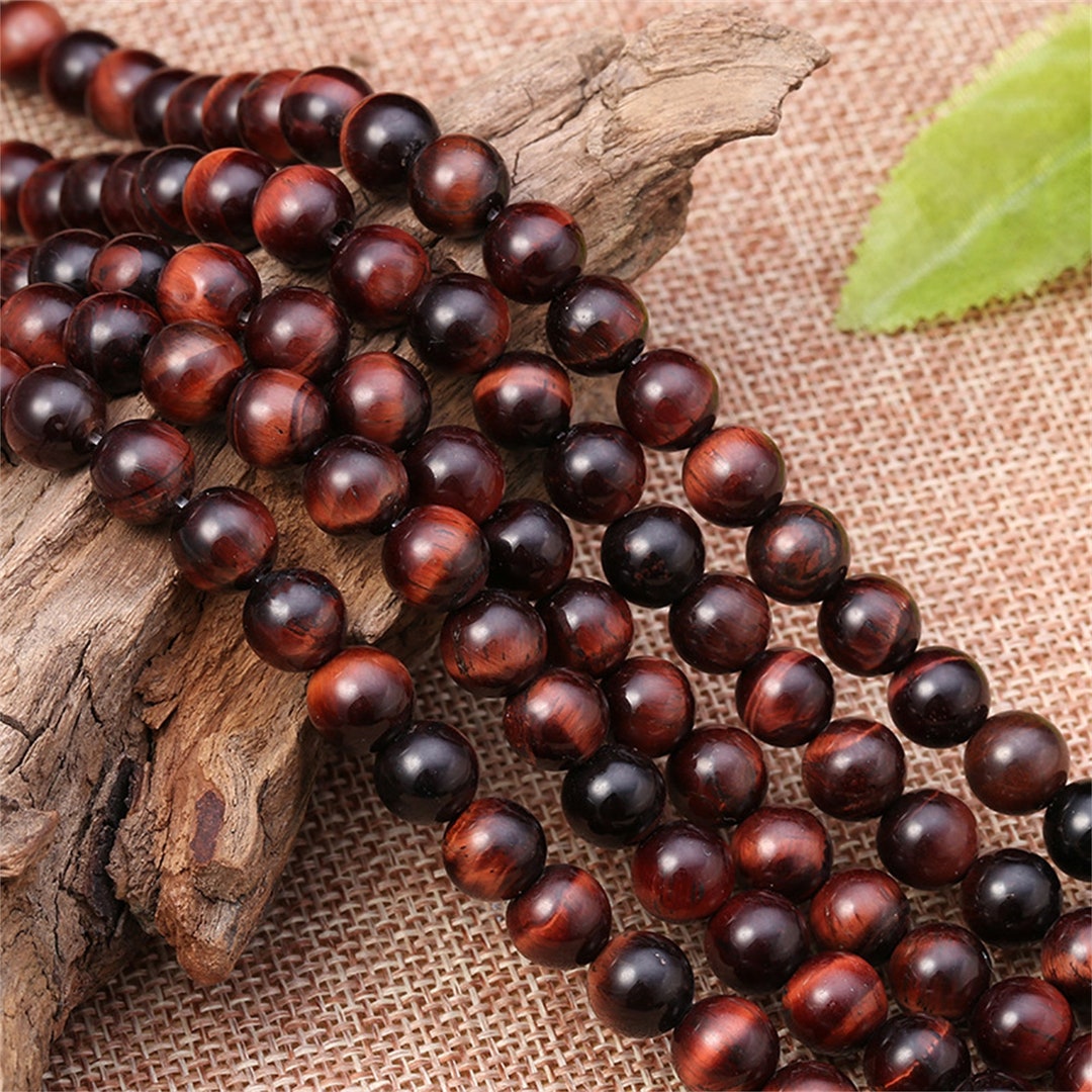 Natural Tiger Eye Beads | Round Polished Striped Loose Stone Beads for ...