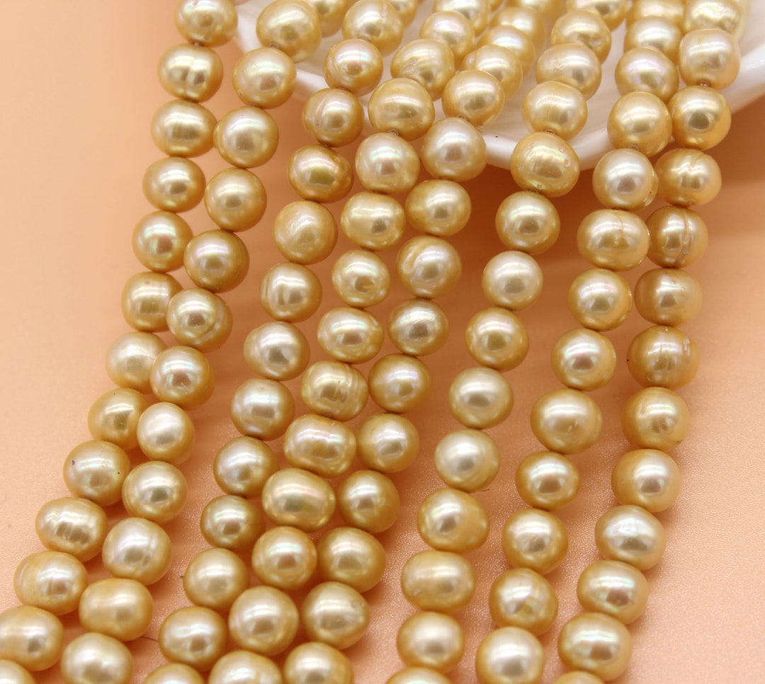 7-8mm Champagne Freshwater Pearl Potato Beads,genuine Freshwater Pearls ...